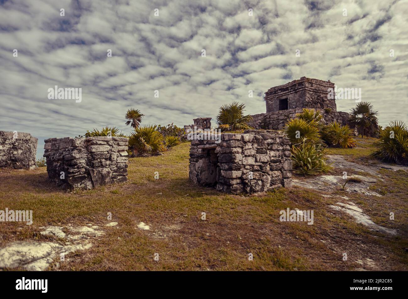 Ruins of buildings dating back to the Mayan civilization in the Tulum ...