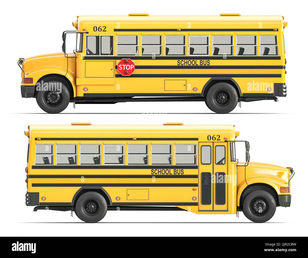 Yellow School Bus Front Back And Side View By Sergey985 School Bus
