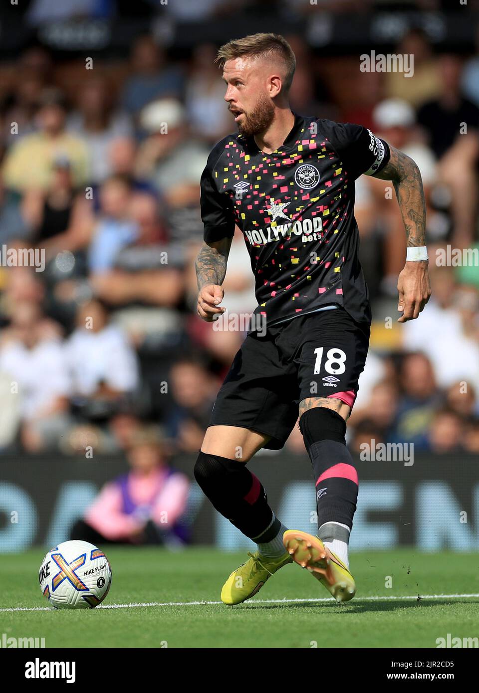 Brentford's Pontus Jansson in action during the Premier League match at Craven Cottage, London ...