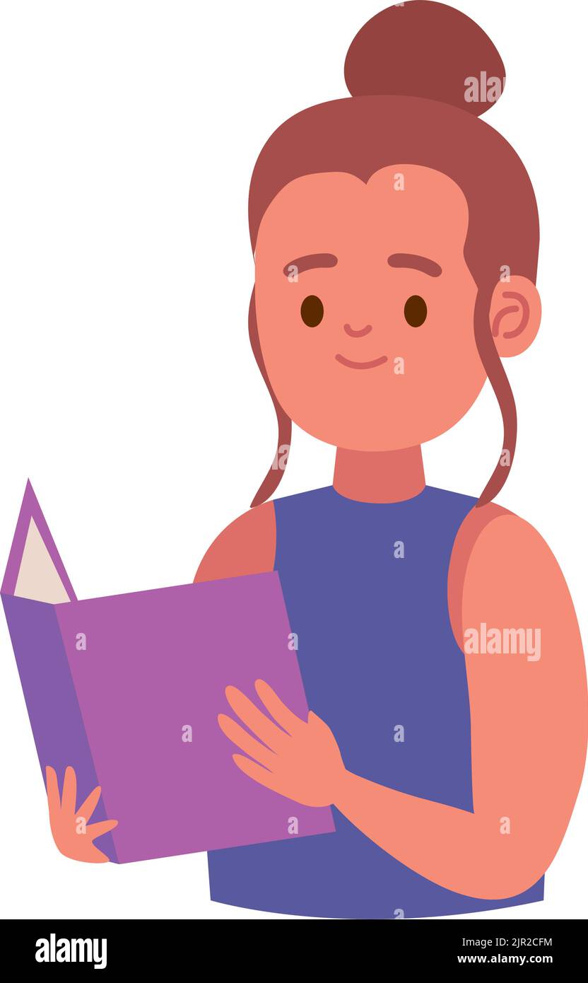girl reading purple book Stock Vector Image & Art - Alamy