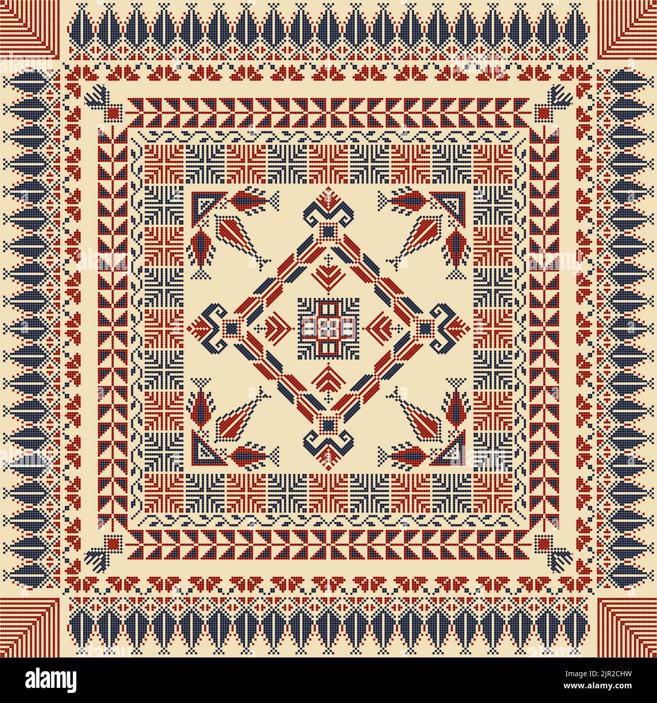 Embroidery Tatreez pattern, Palestinian fashion vector ornament Stock ...