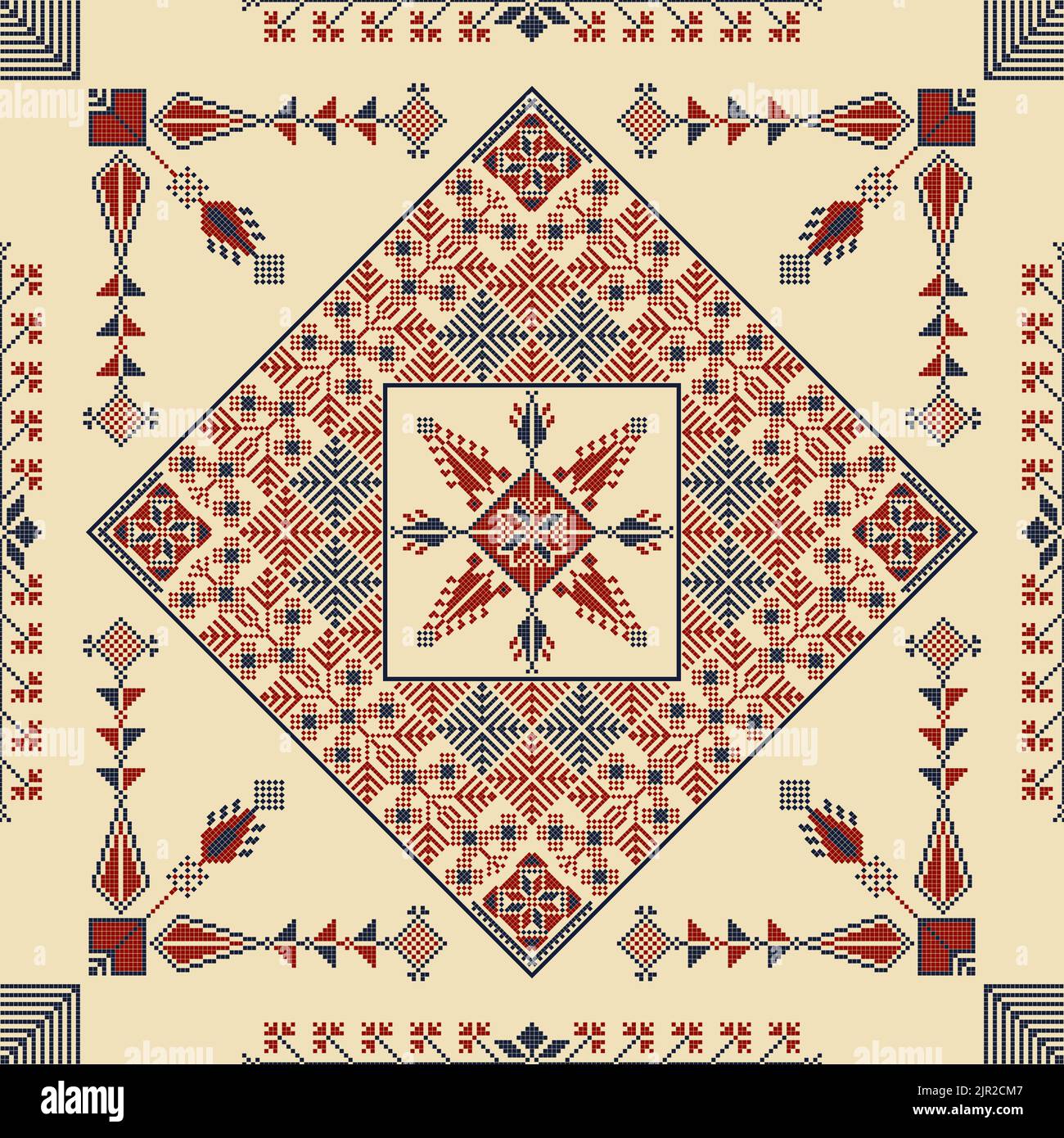 Embroidery Tatreez pattern, Palestinian fashion vector ornament Stock ...