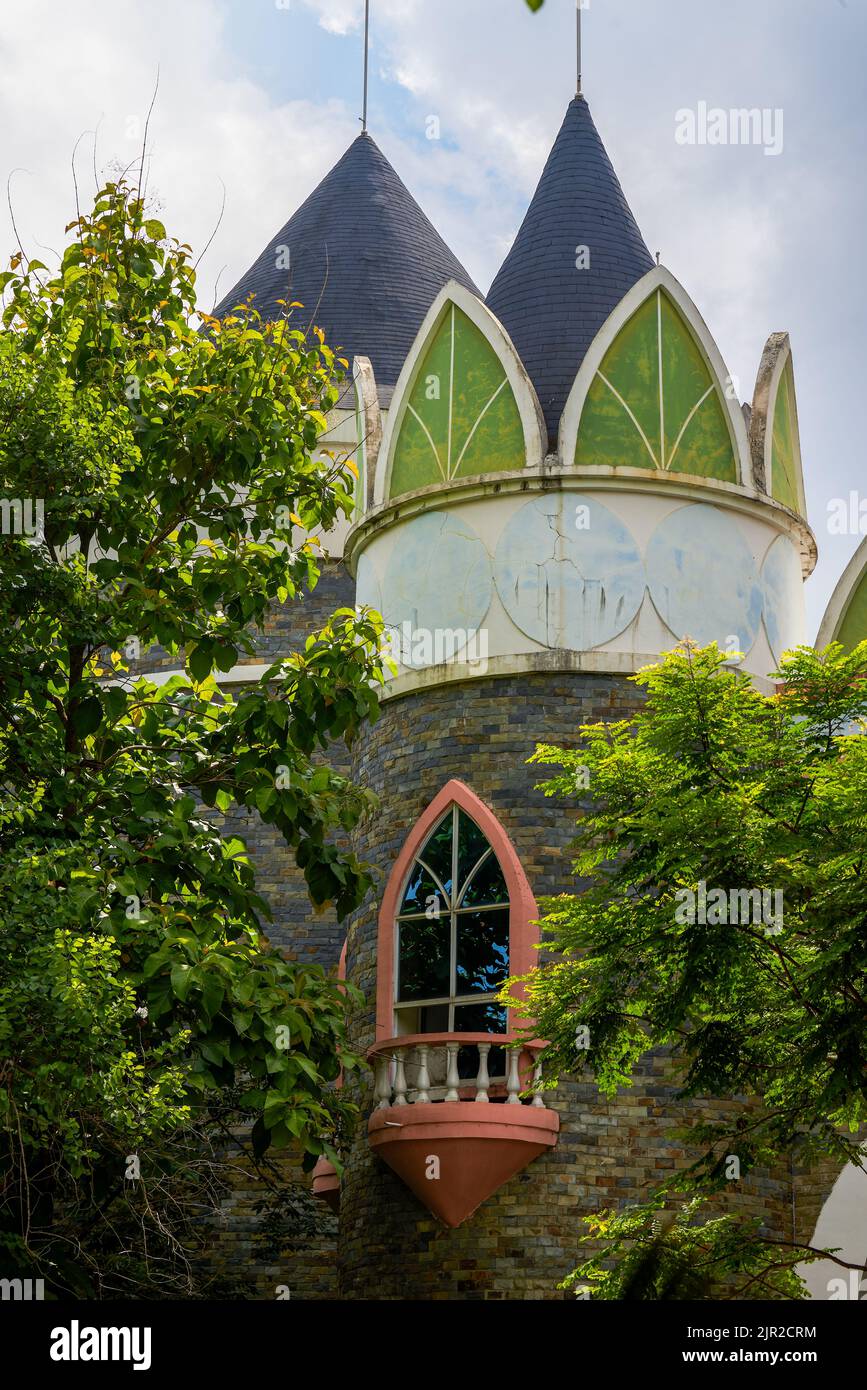 European style castle building in the forest in the park Stock Photo ...