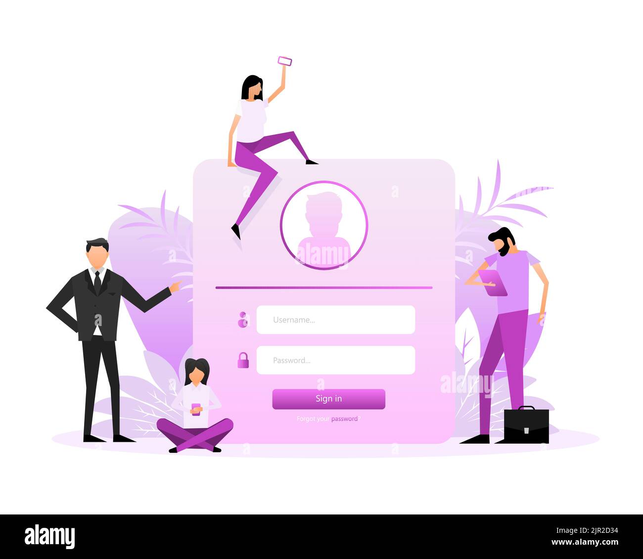 Log in people. Isometric vector illustration. Illustration with sign in ...