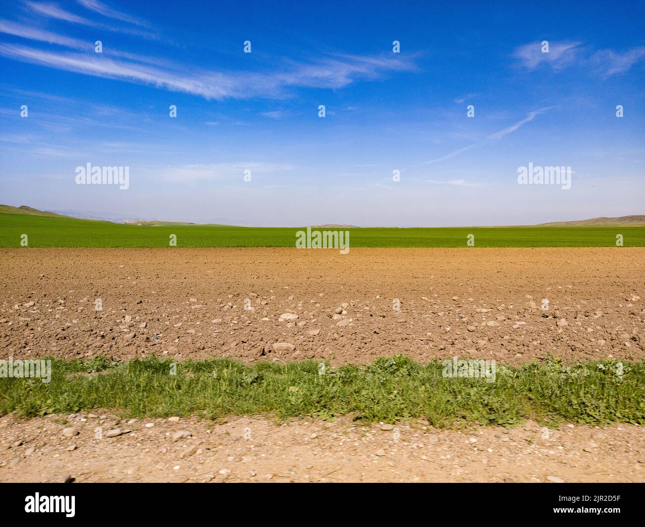 Eco travel in Georgia in green fields and mountains tourism Stock Photo ...