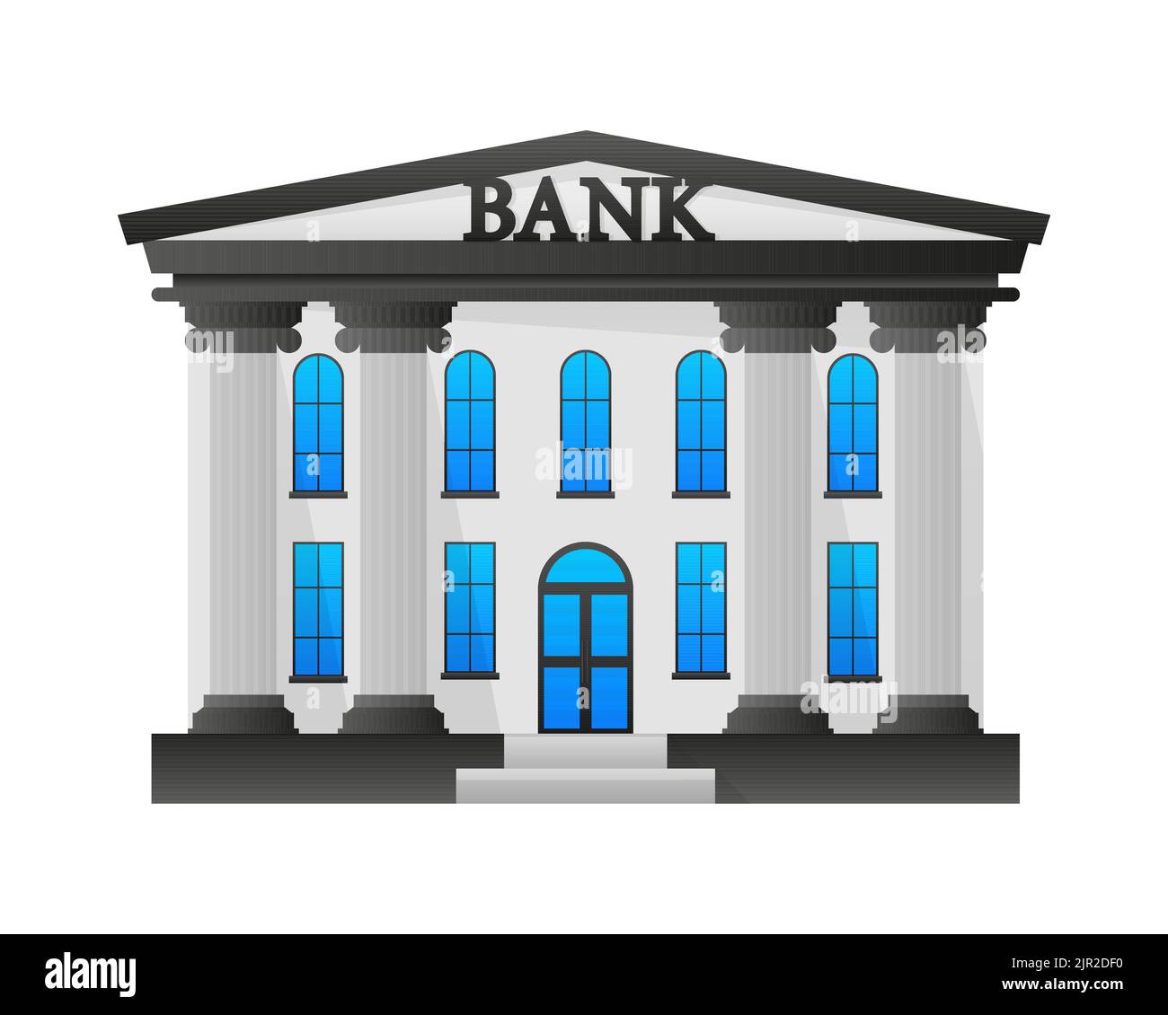 Bank building. Online banking. Money exchange, financial services, ATM ...