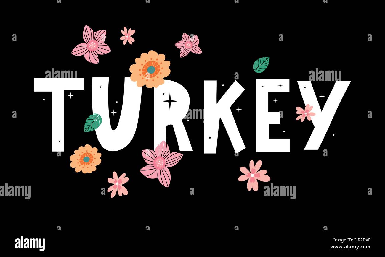 Turkey Lettering. Handwritten name of the country. Vector design ...