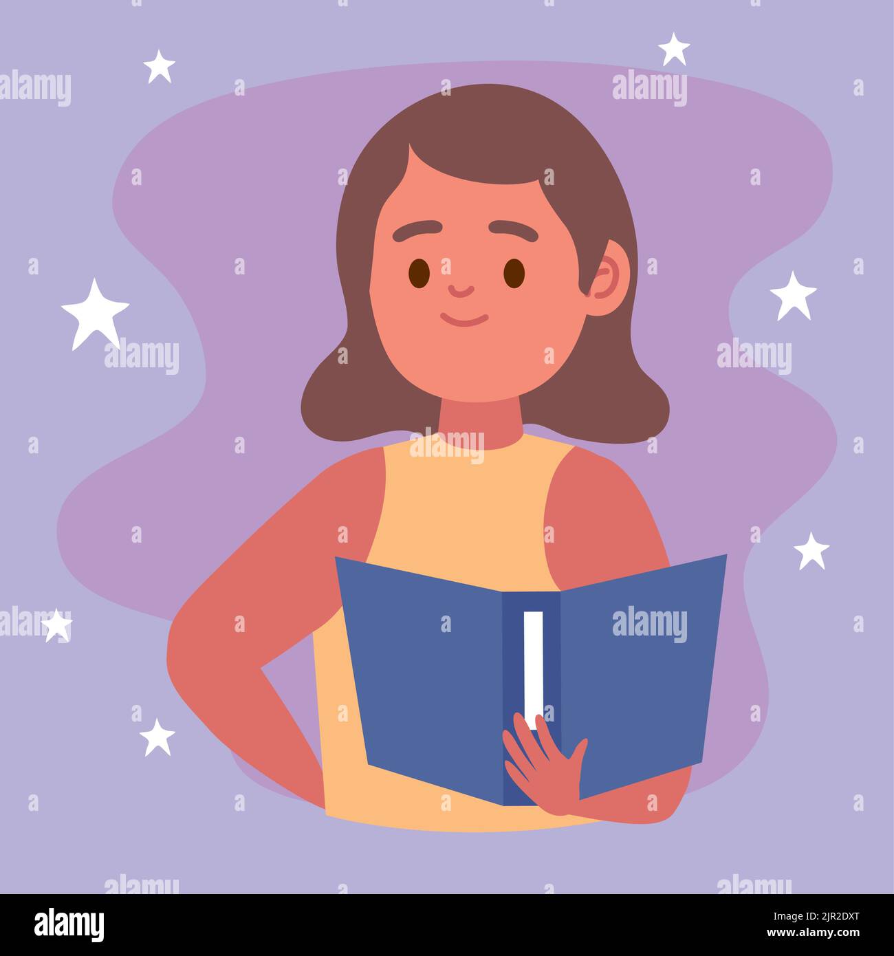 girl reading blue book Stock Vector Image & Art - Alamy