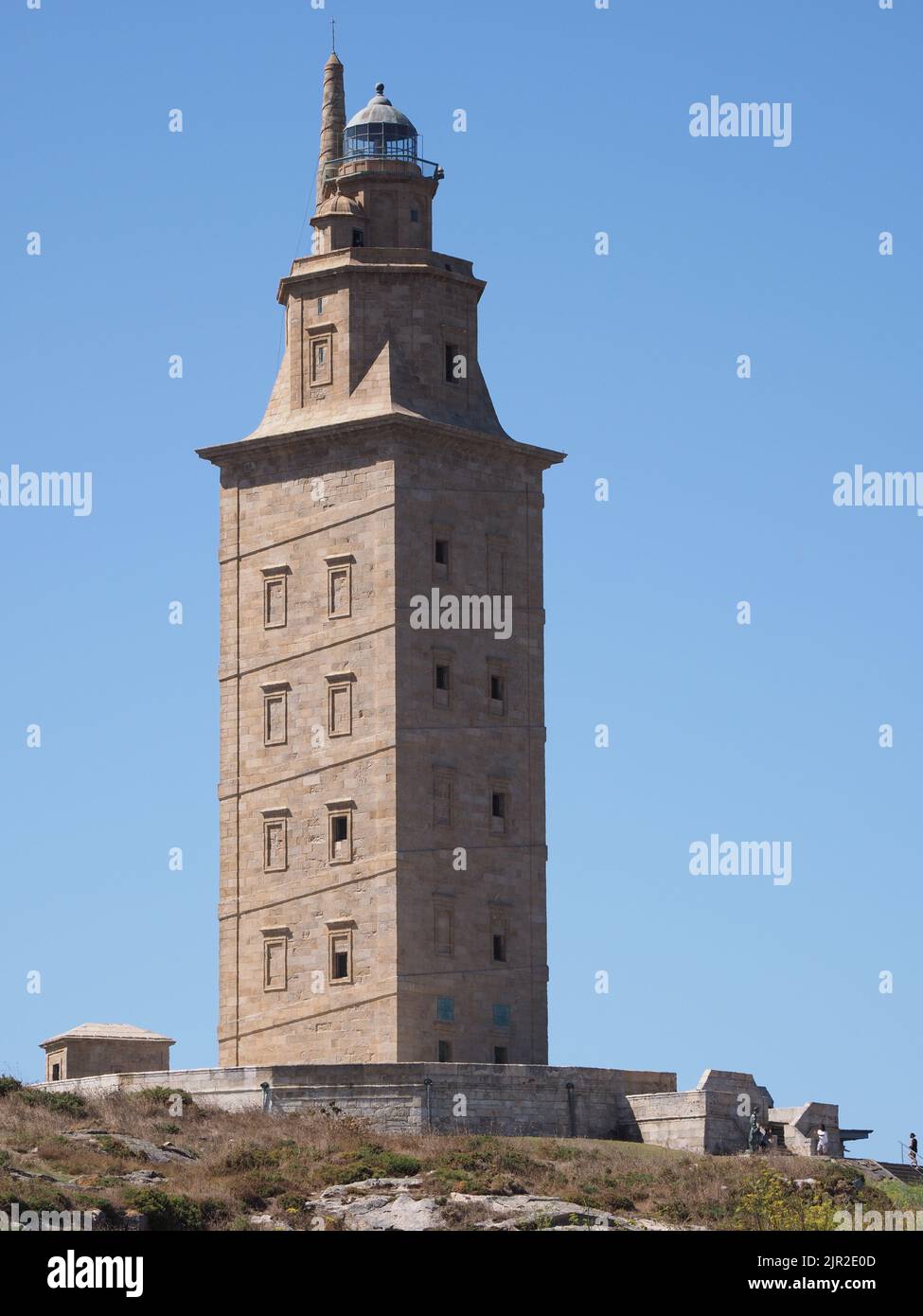 Stony tower of Hercules in european A Coruna city at Galicia in Spain ...