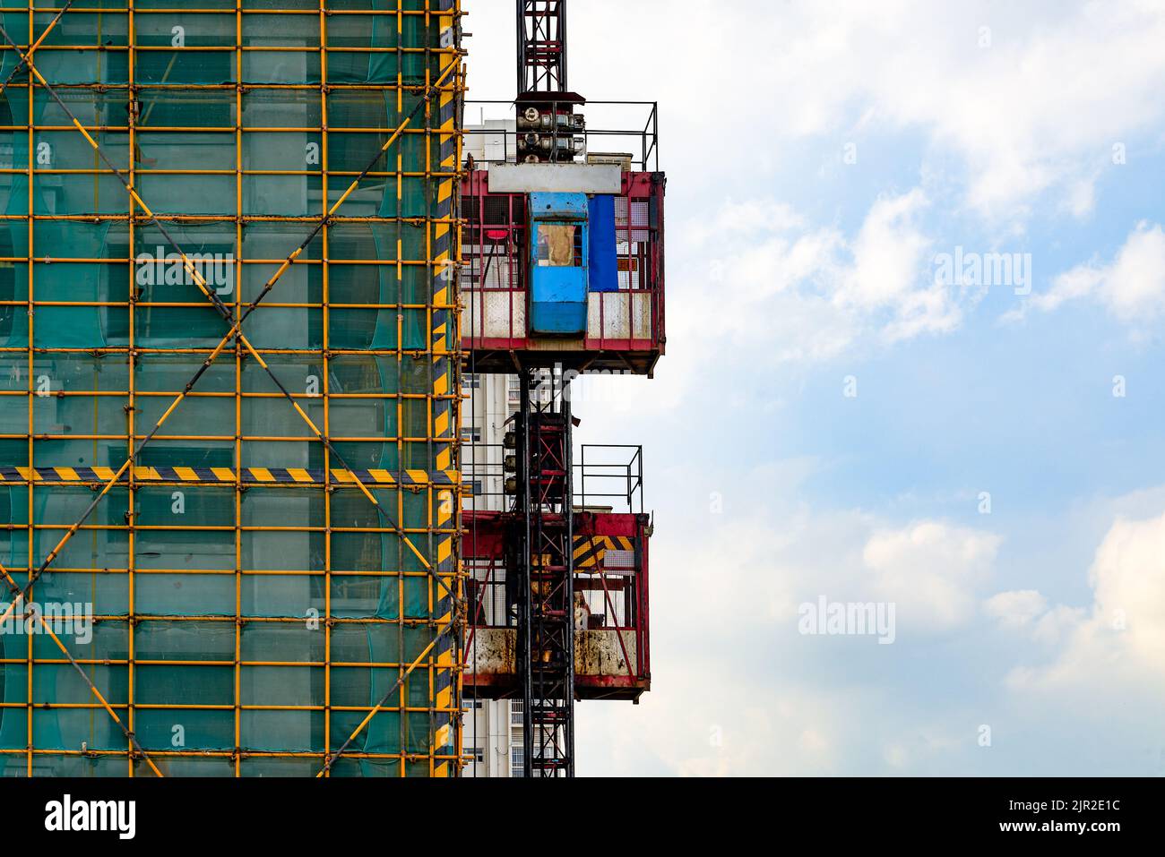 Close-up of temporary construction elevator used on building site Stock ...