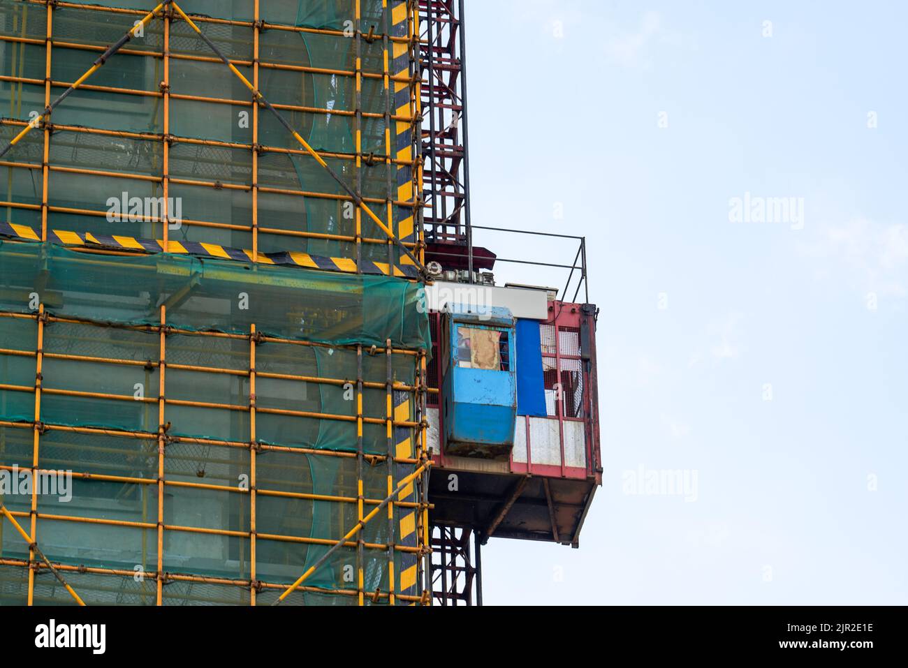 Close-up of temporary construction elevator used on building site Stock ...