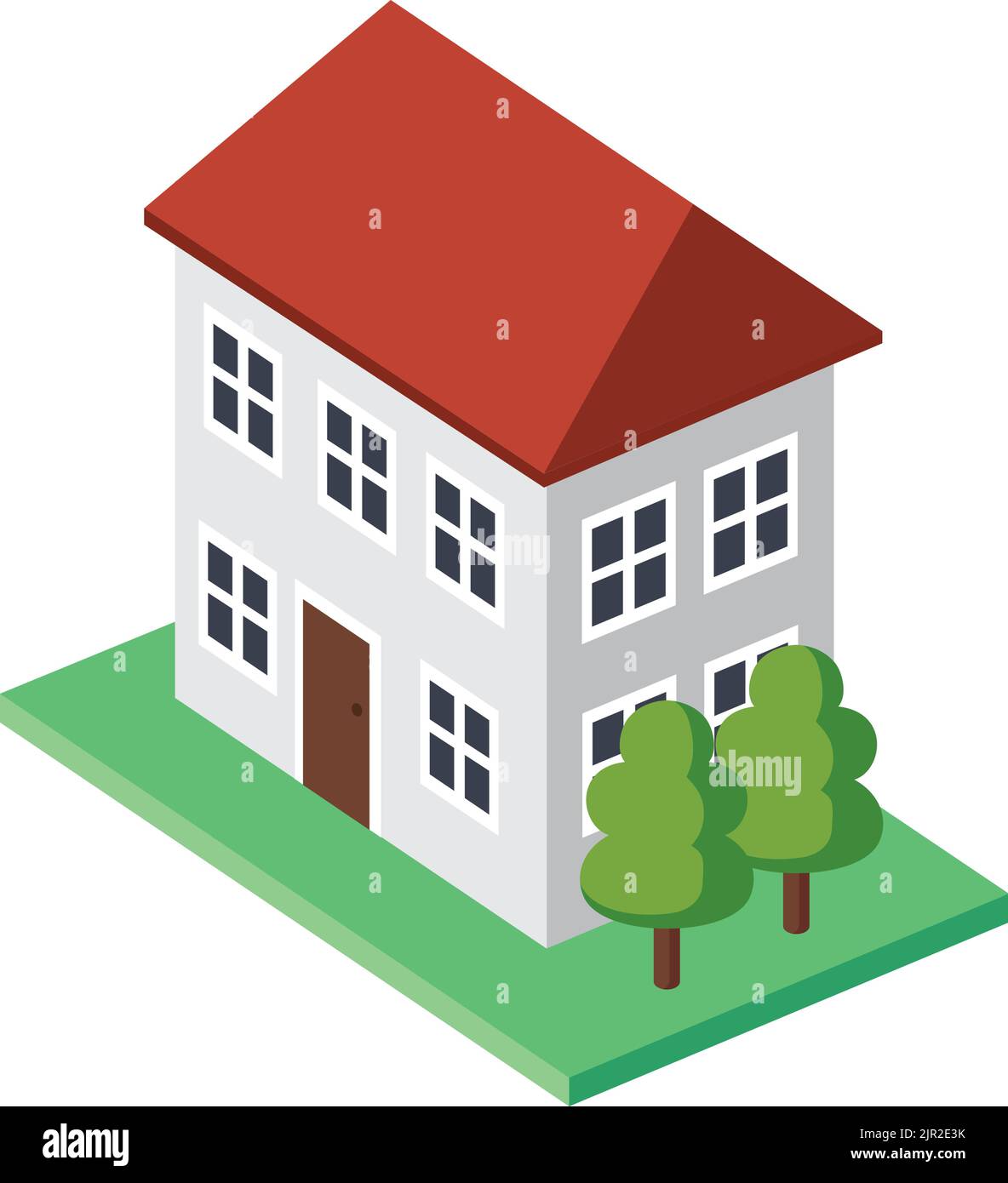 isometric house with trees Stock Vector Image & Art - Alamy