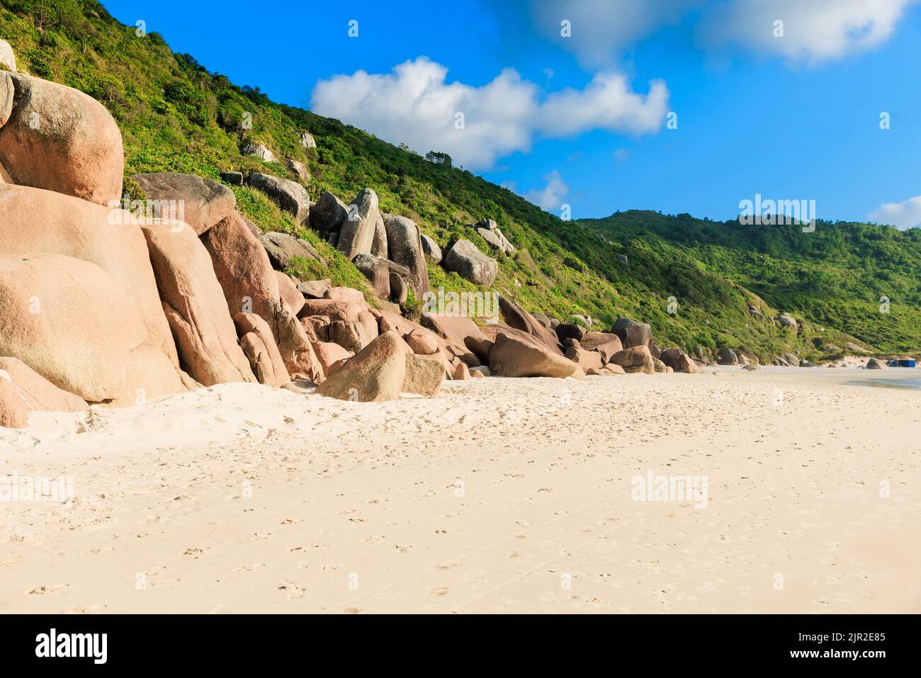 Beach with amazing rocks and ocean waves. Holiday banner in Brazil ...