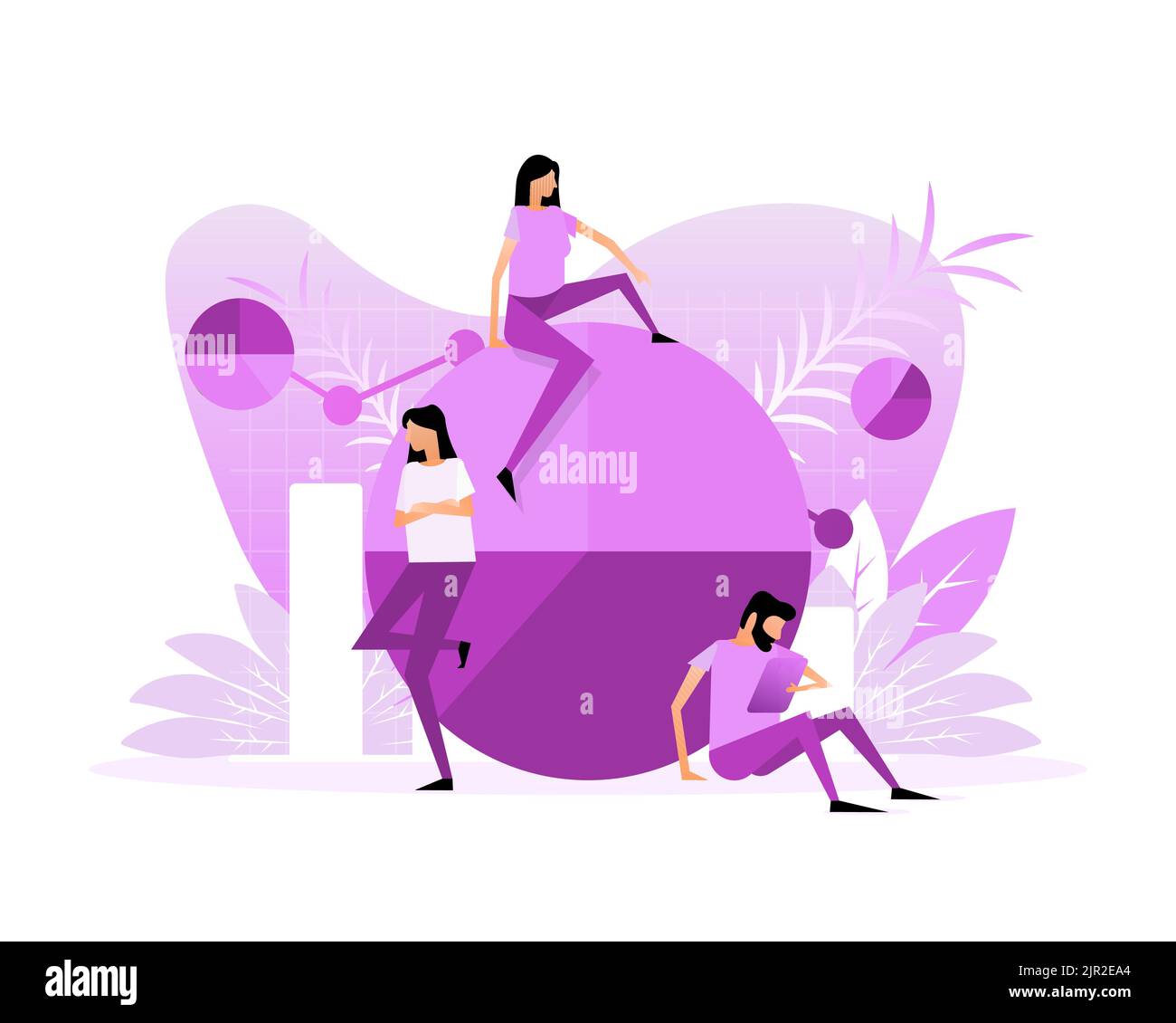 Data analysis concept people. 3d vector icon. Financial audit. Chart ...