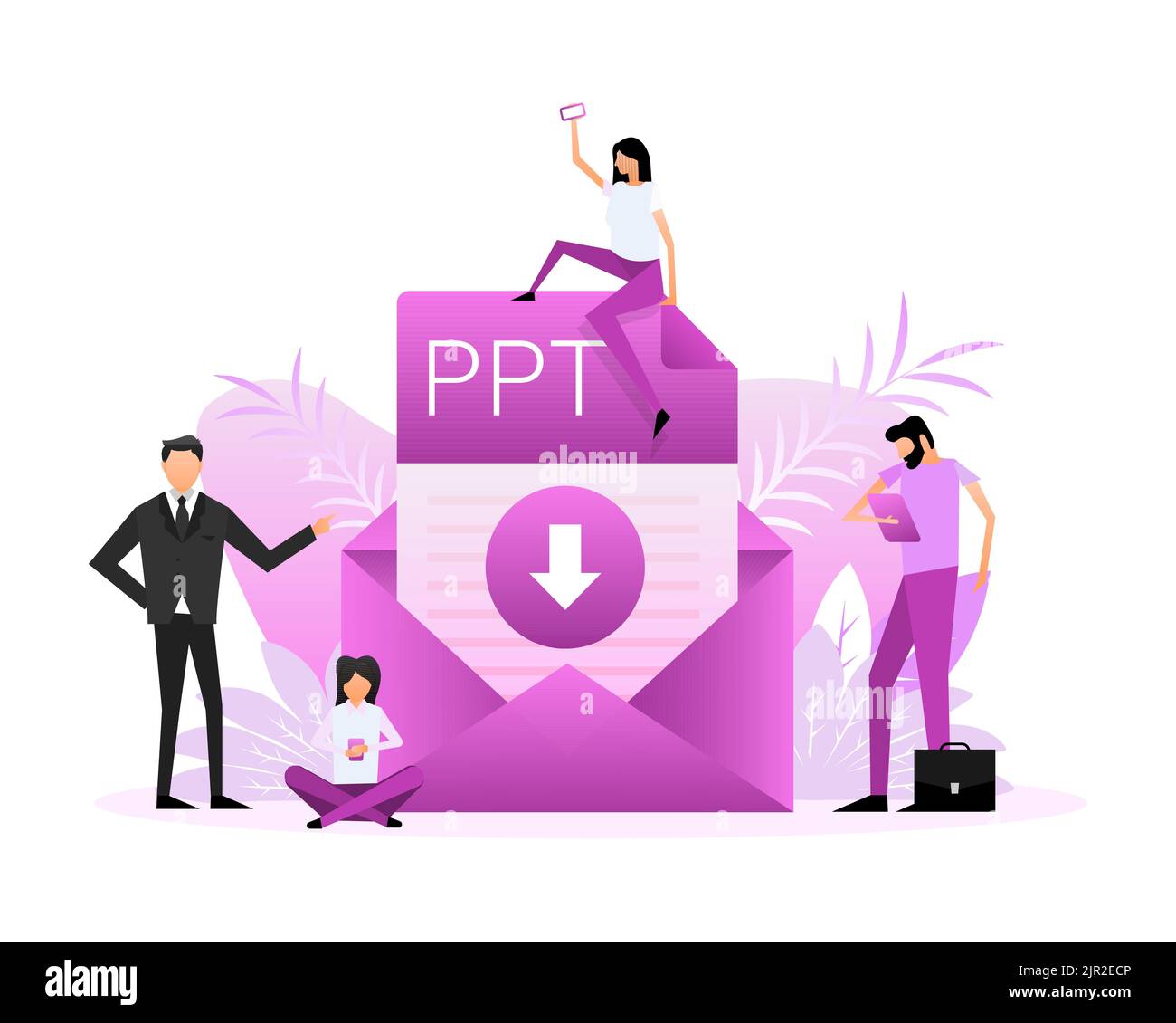 Download ppt file. Group of people with ppt document. Isometric vector ...