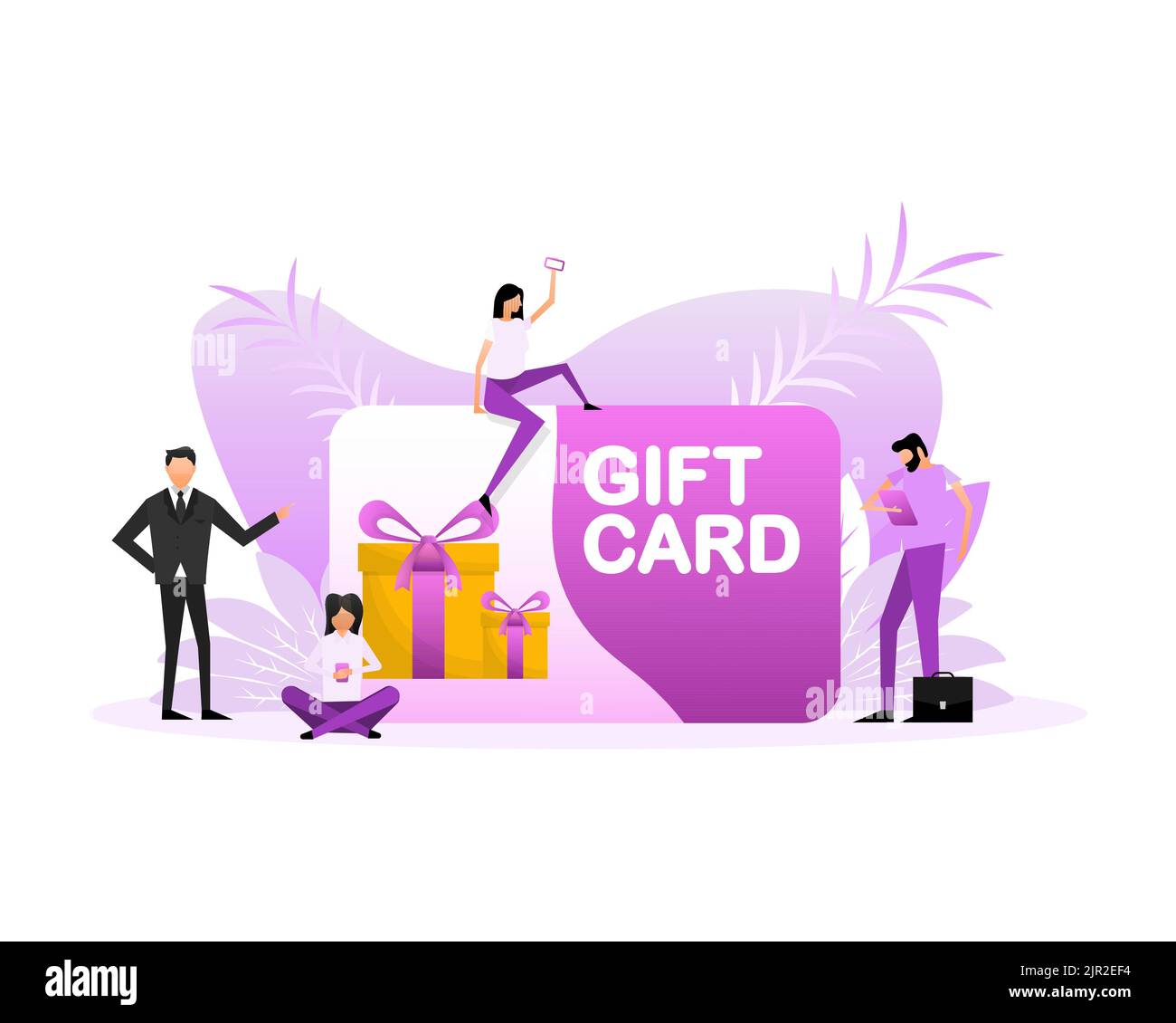 Gift card people. Modern flat illustration concept. Vector drawing ...