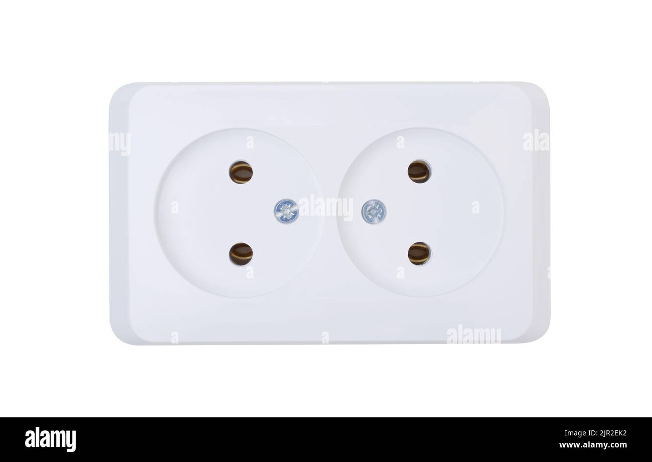 Modern white plastic electrical socket isolated on white Stock Photo ...