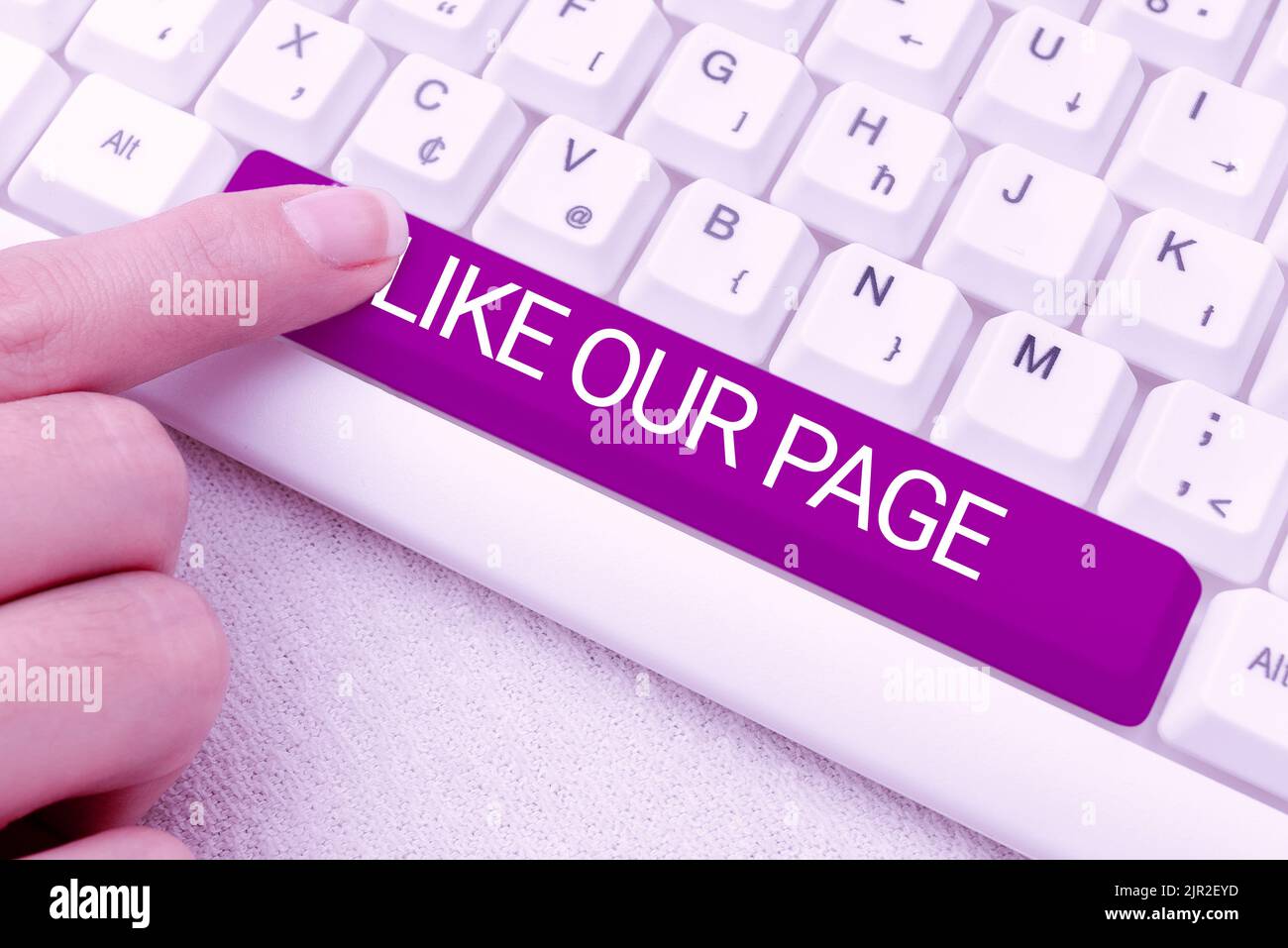 Sign displaying Like Our Page. Business idea Follow us on the internet ...