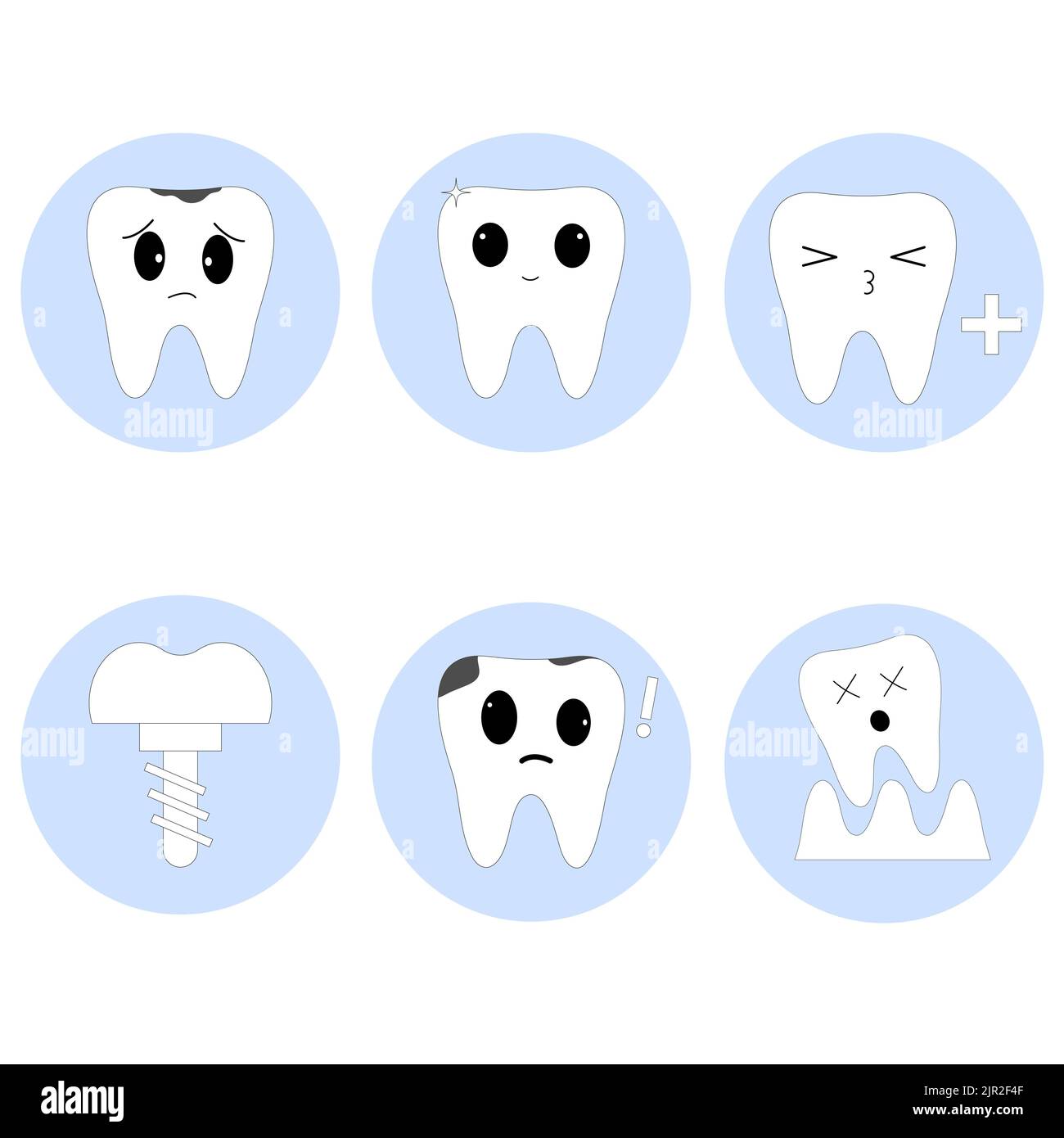 Set of tooth icons. Sad and happy tooth icons. Tooth implant icon Stock ...