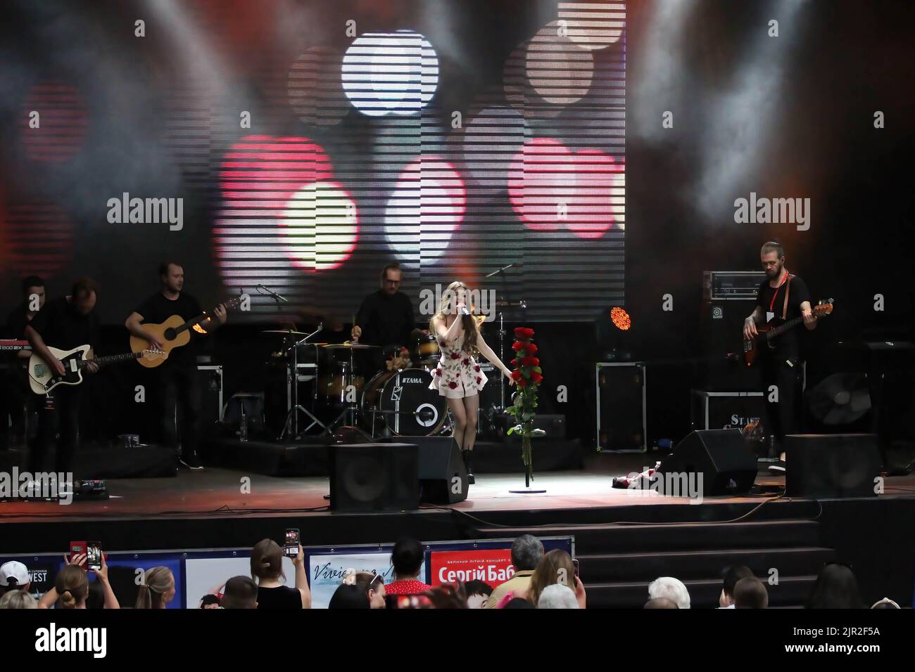 Ukrainian singer, Khrystyna Soloviy performs live on stage in Odessa ...