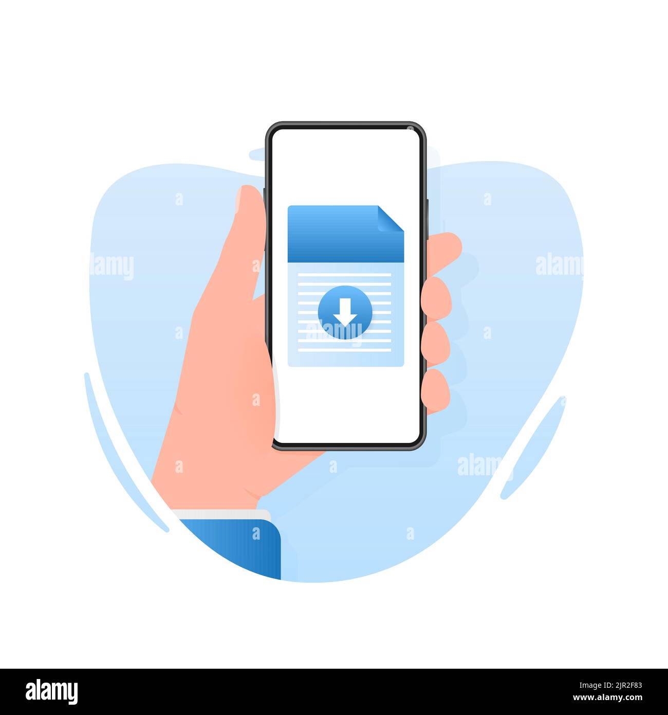 Smartphone with downloaded file in cartoon style. Smartphone screen ...