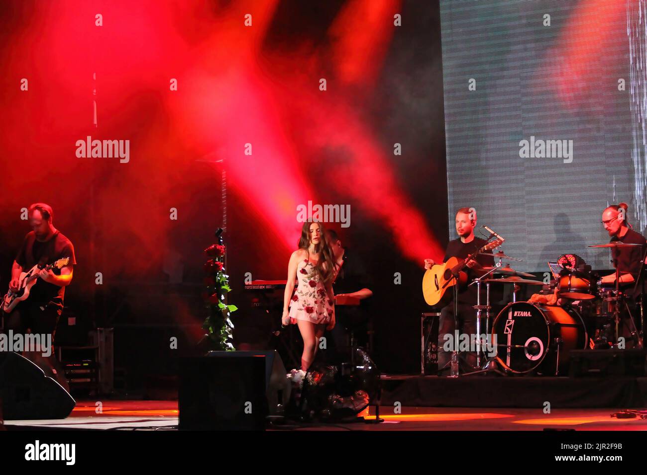 Ukrainian singer, Khrystyna Soloviy performs live on stage in Odessa ...