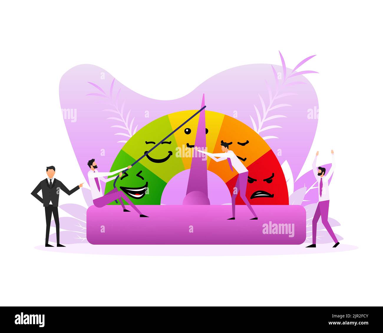 Feedback vector concept with flat people. Rank, level of satisfaction ...