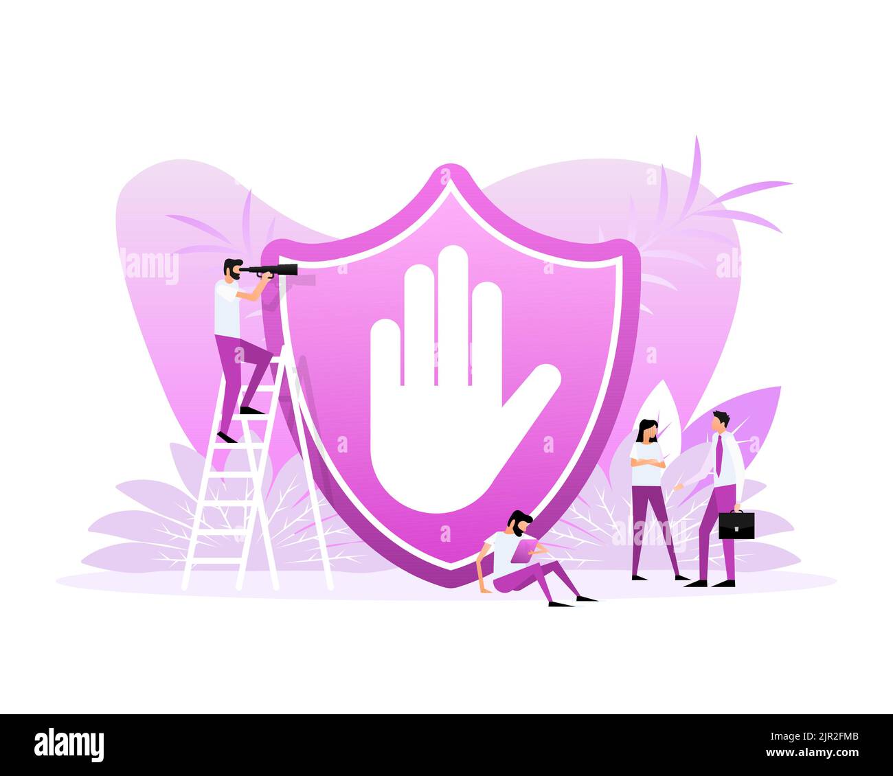 Red stop signs. Hand, rectangle,mark. Flat style characters. Stop ...