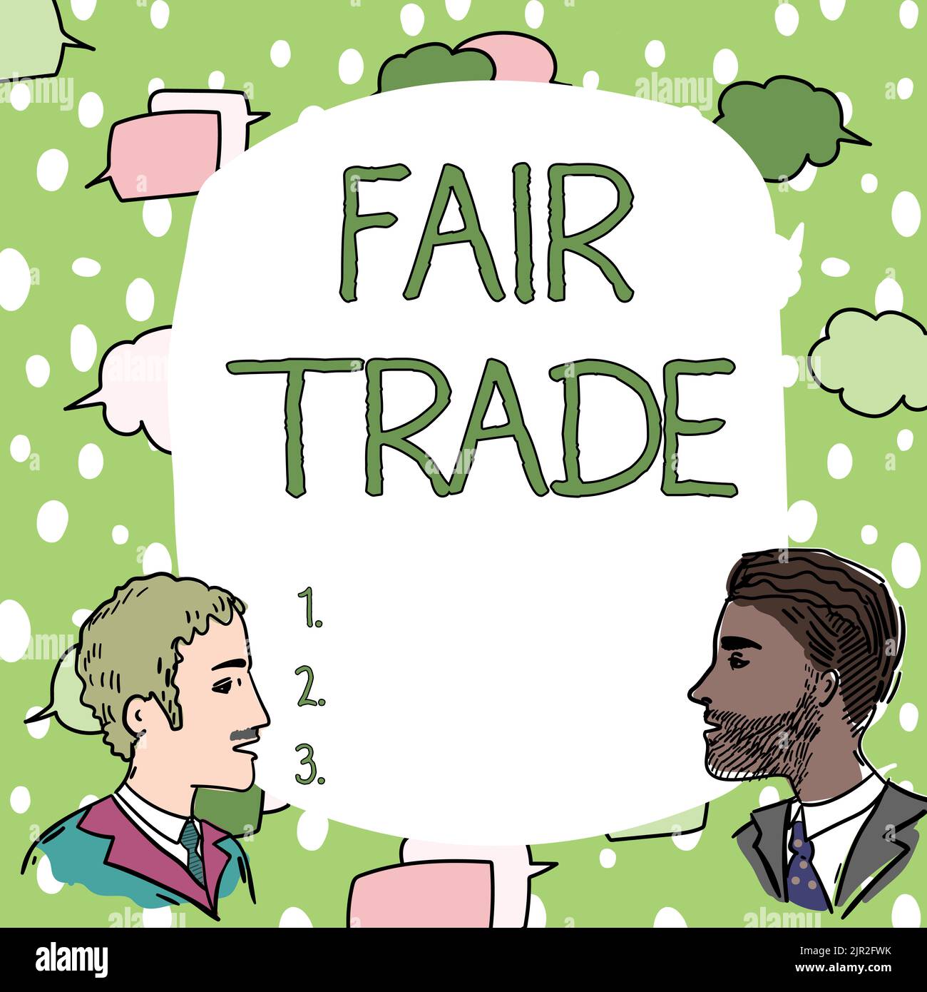 Sign displaying Fair Trade. Business overview Small increase by a ...