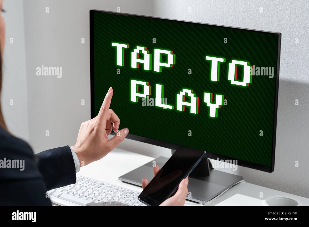 Text caption presenting Tap To Play. Business concept Touch the screen ...