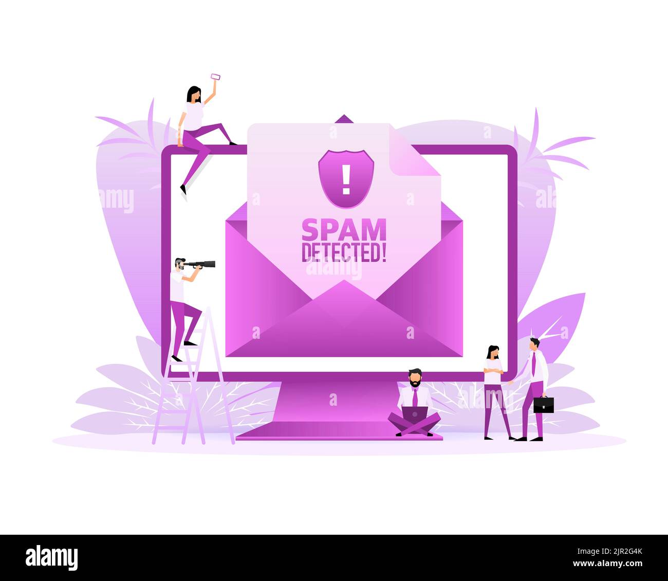Spam detected people. Magnifying glass. Flat design Stock Vector Image ...