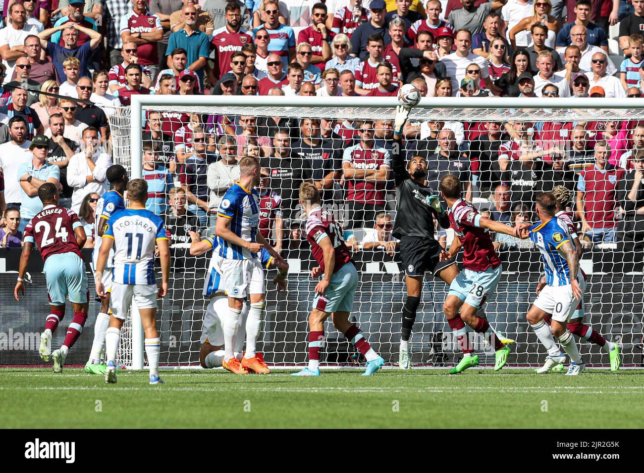 London, England, 21st August 2022. Robert Sanchez of Brighton and Hove ...