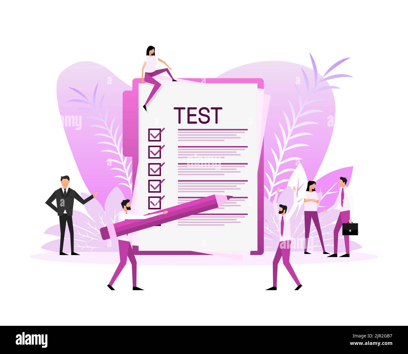 Flat infographic with test people for report design. Flat illustration ...
