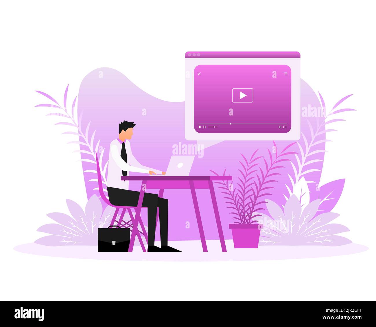 Video play people. Cartoon vector illustration. Social media flat icon ...