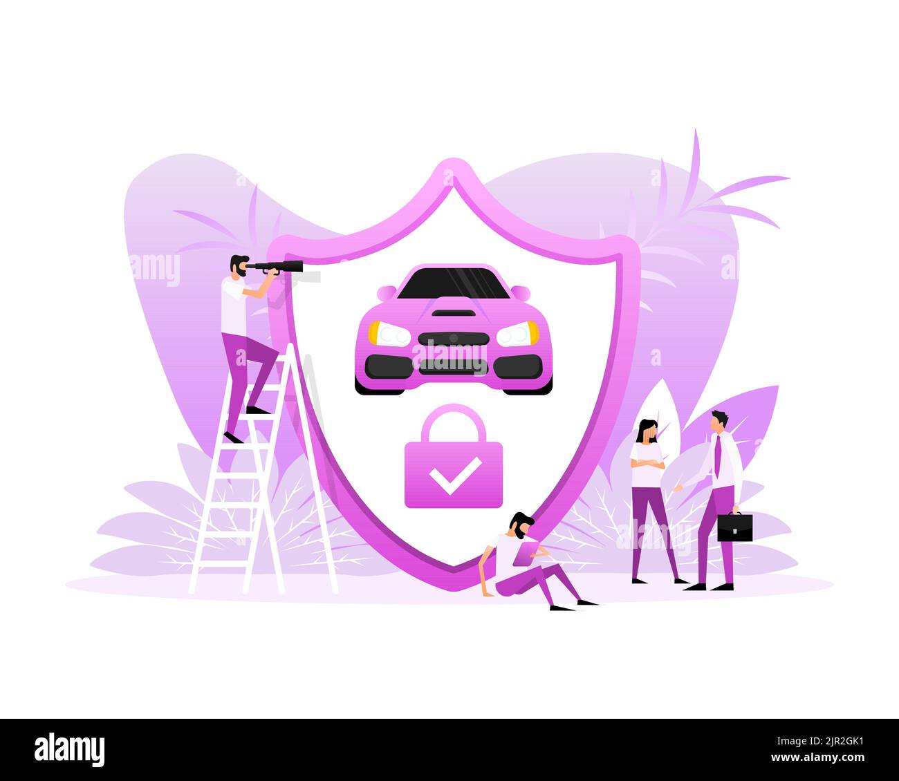 Flat infographic. Car insurance icon on blue background. Flat isometric vector illustration ...