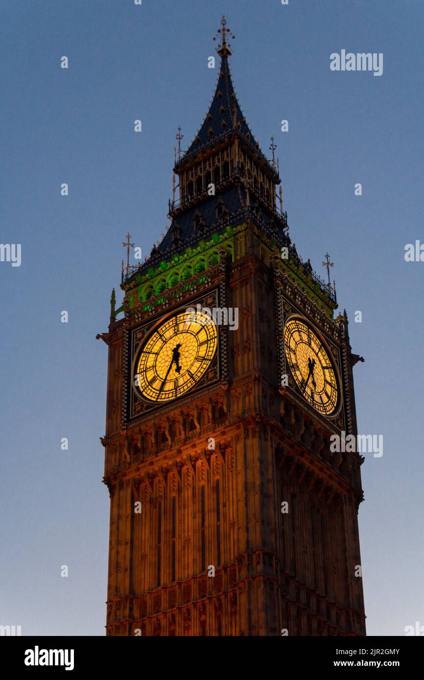 The big ben clock tower of the Palace of Westminster Stock Photo - Alamy