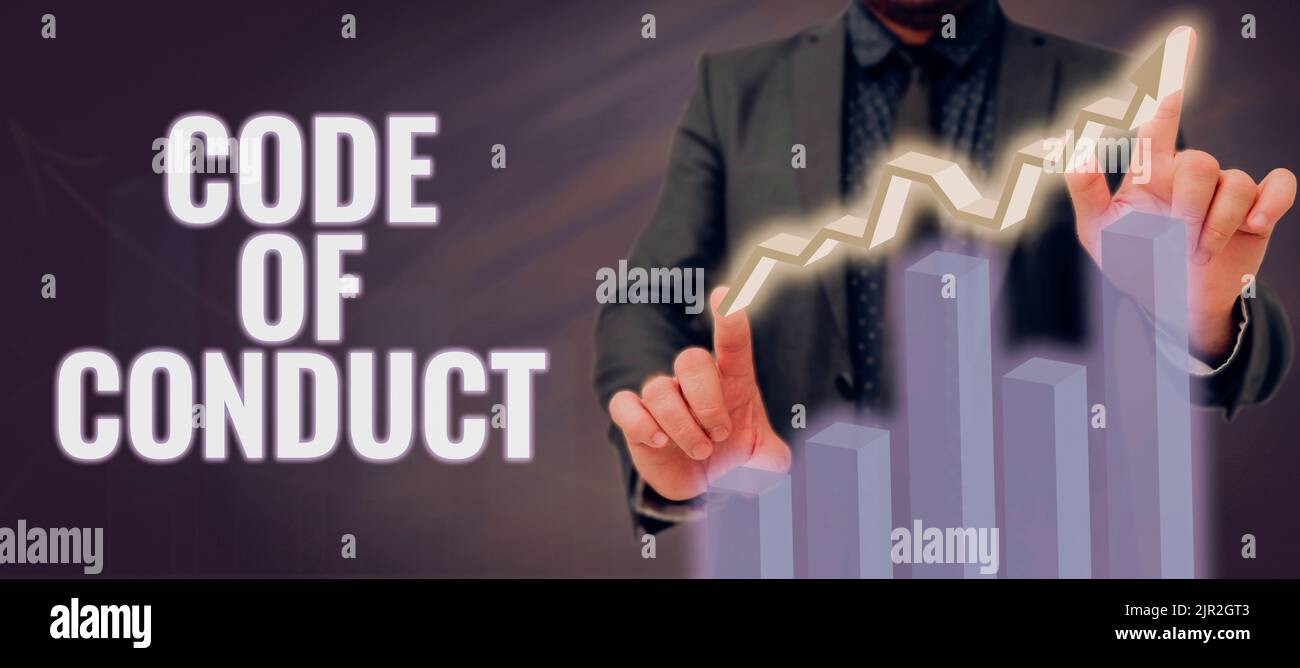 Text sign showing Code Of Conduct. Word for Ethics rules moral codes ...