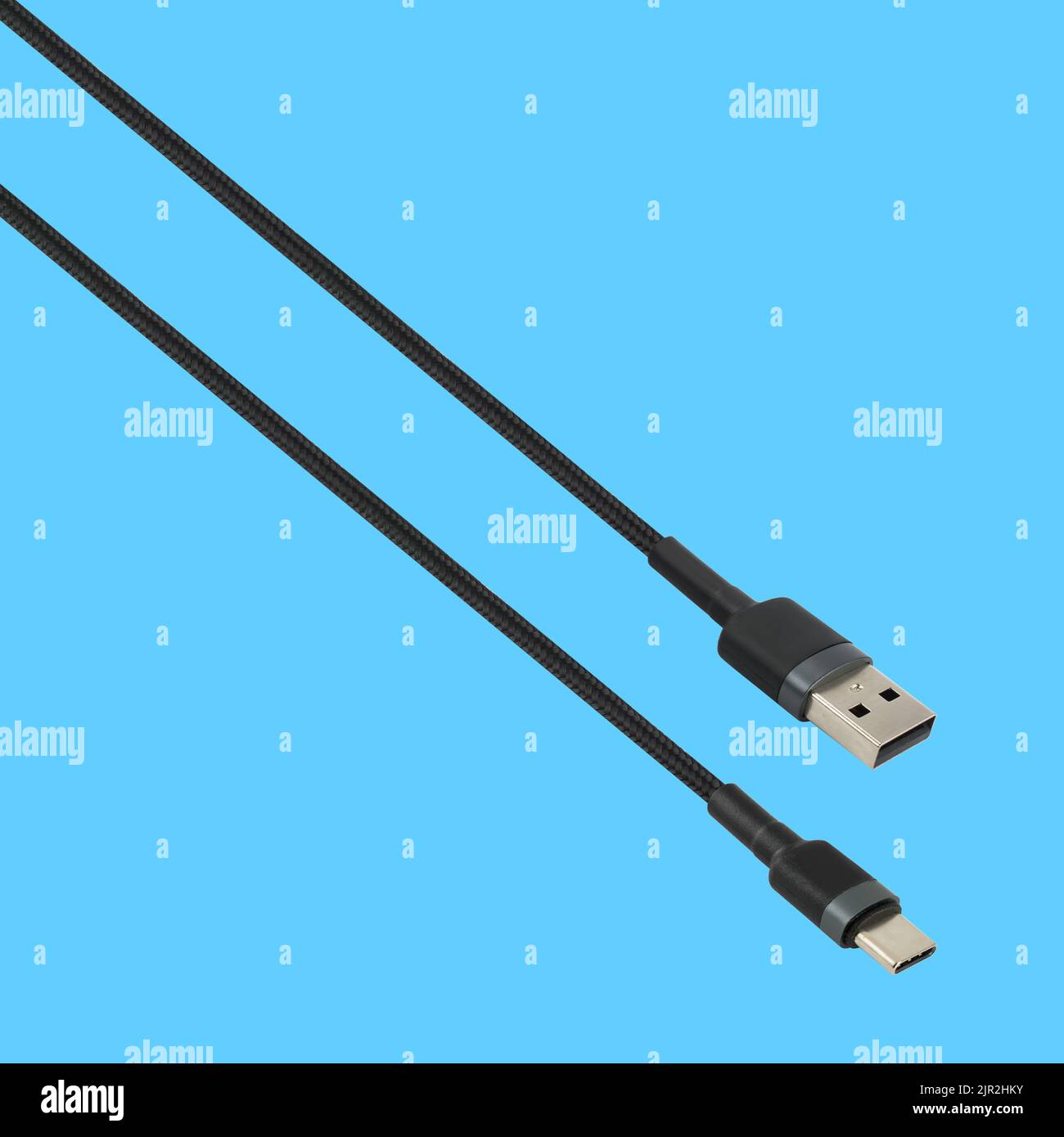 Cable with USB and Type-C connector, on white background Stock Photo ...