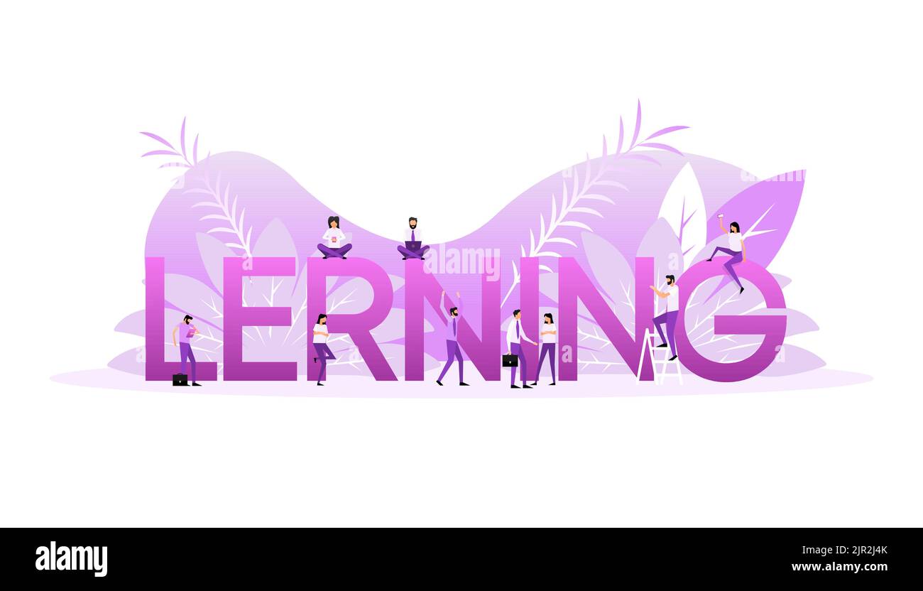 Learning people in flat style. Design template vector. Flat vector ...