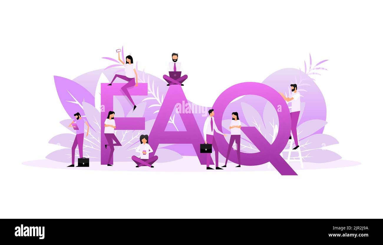 Frequently Asked Questions FAQ Label. Flat style characters Stock Vector Image & Art - Alamy