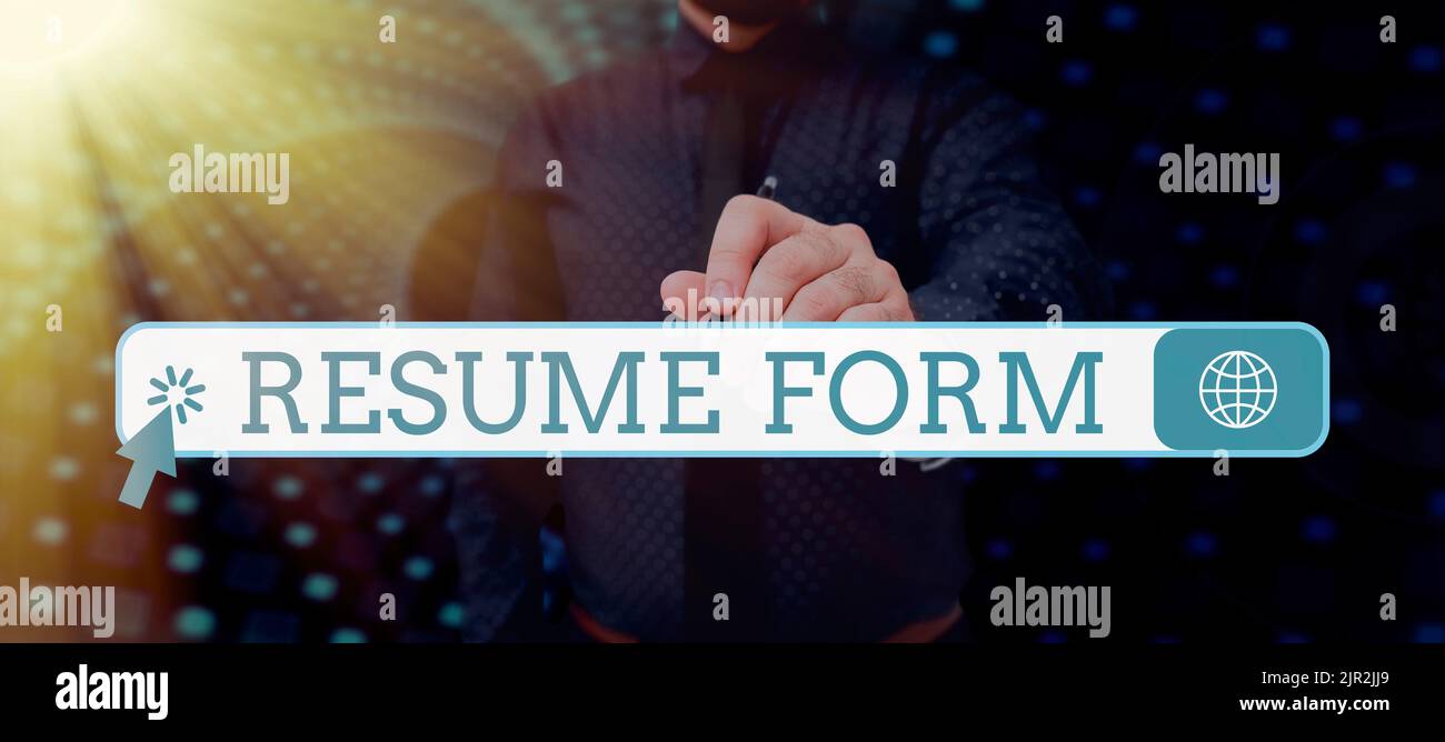 Conceptual display Resume Form. Business idea describe the layout ...