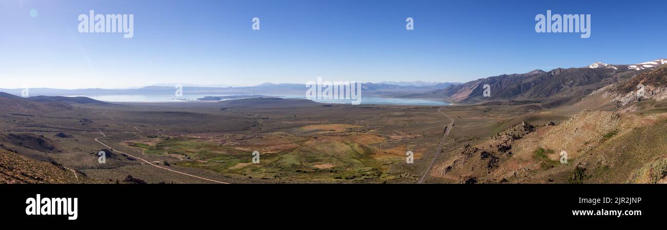 Panoramic View of Mono Lake and American Mountain Landscape near Lee ...