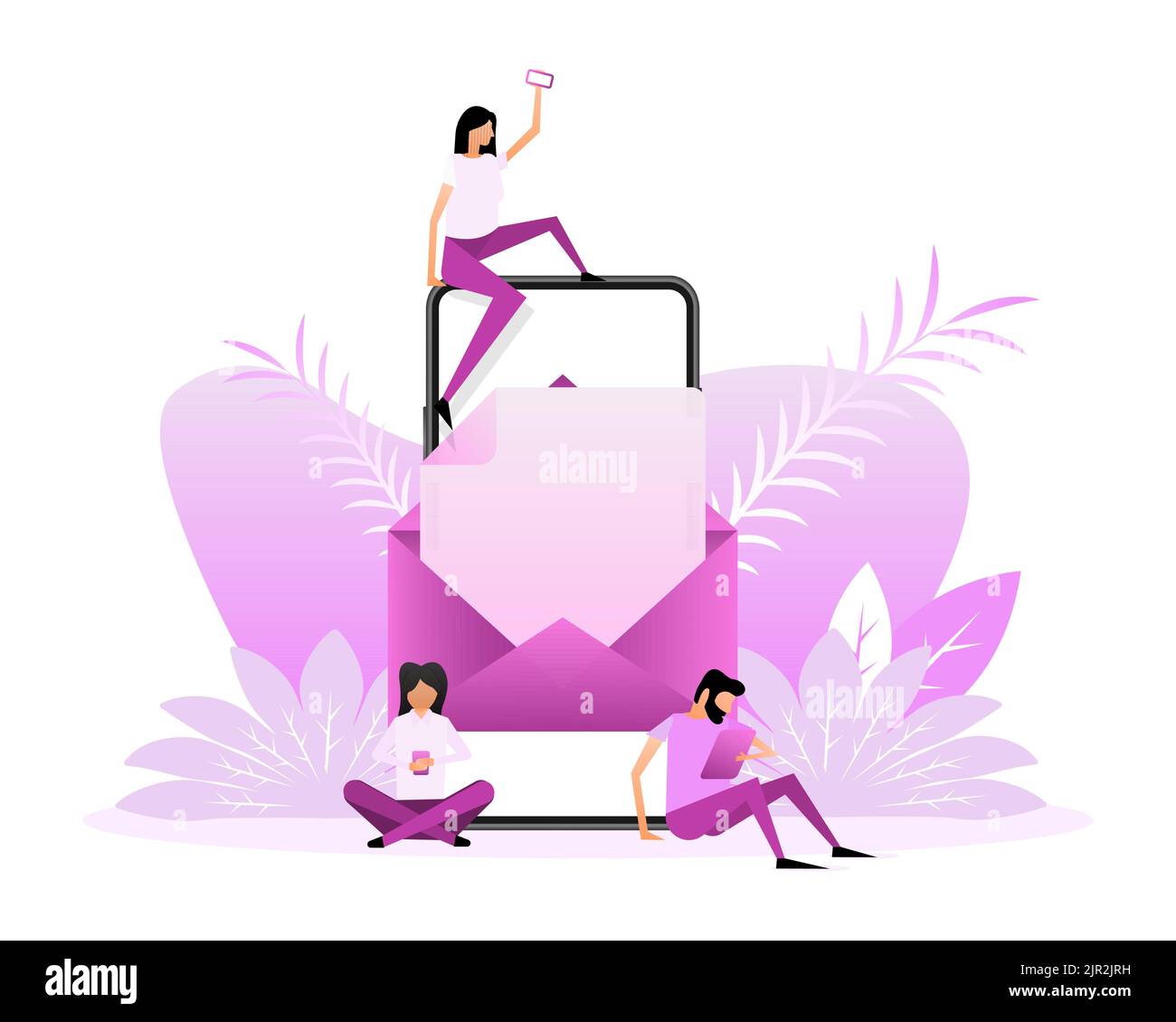 Flat illustration with envelope people for banner design. Vector ...