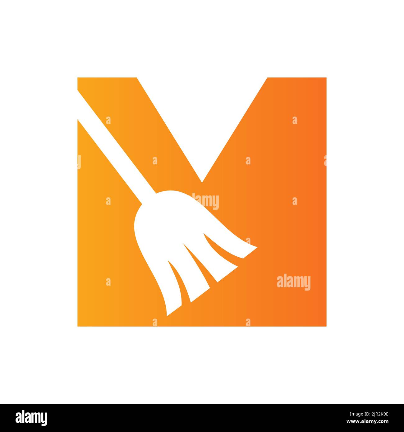 Letter M House Cleaning, Maid Logo Vector Template. Broom Logo Concept ...