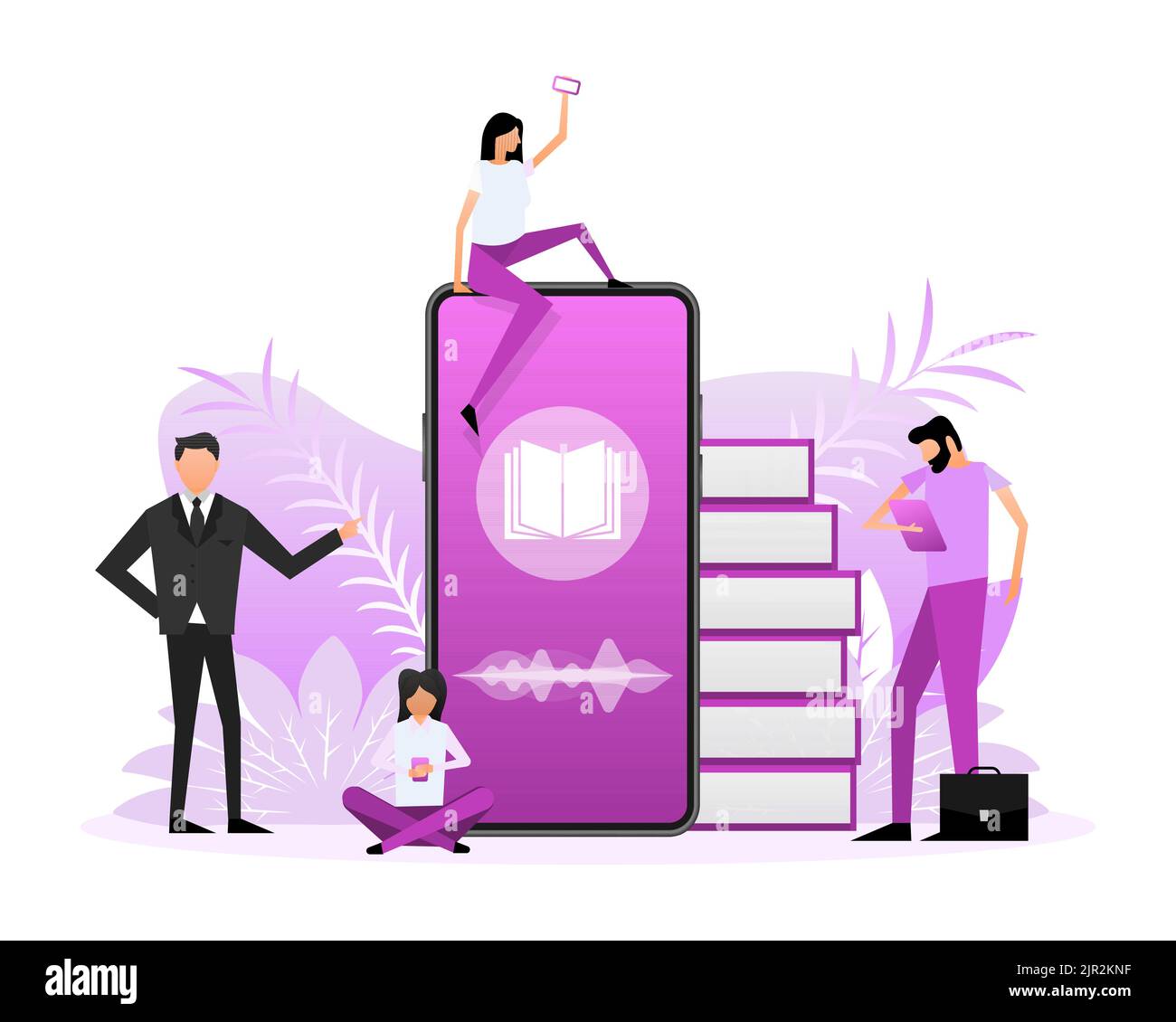 Flat library with people, great design for any purposes. Digital ...