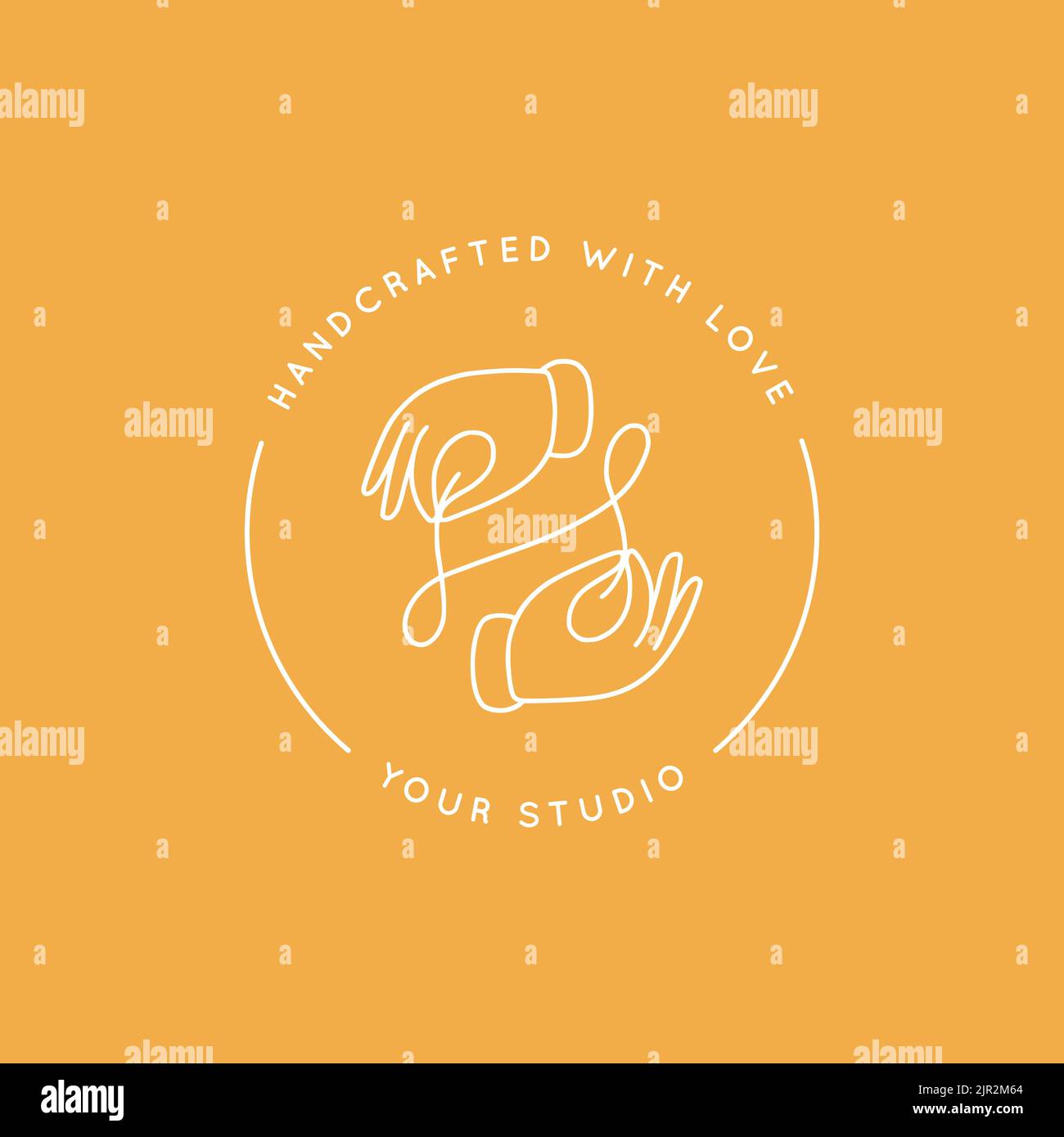 Handmade crafts workshop. Vector logo design template in linear style ...