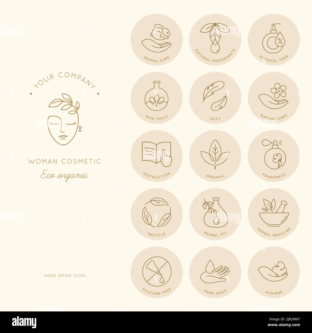 Eco cosmetics icon. Organic natural products alcohol and silicone free ...