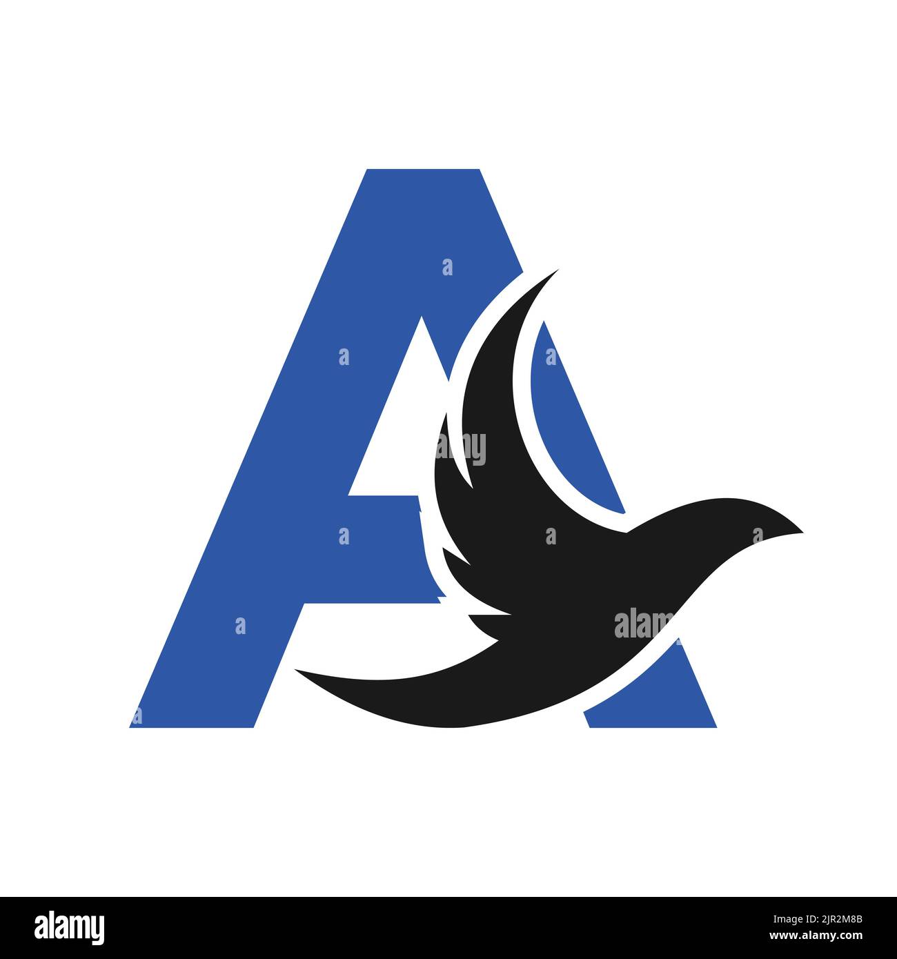 Letter A Flying Bird Logo Template Vector Sign. Dove Bird Logo on Letter A Concept Stock Vector ...
