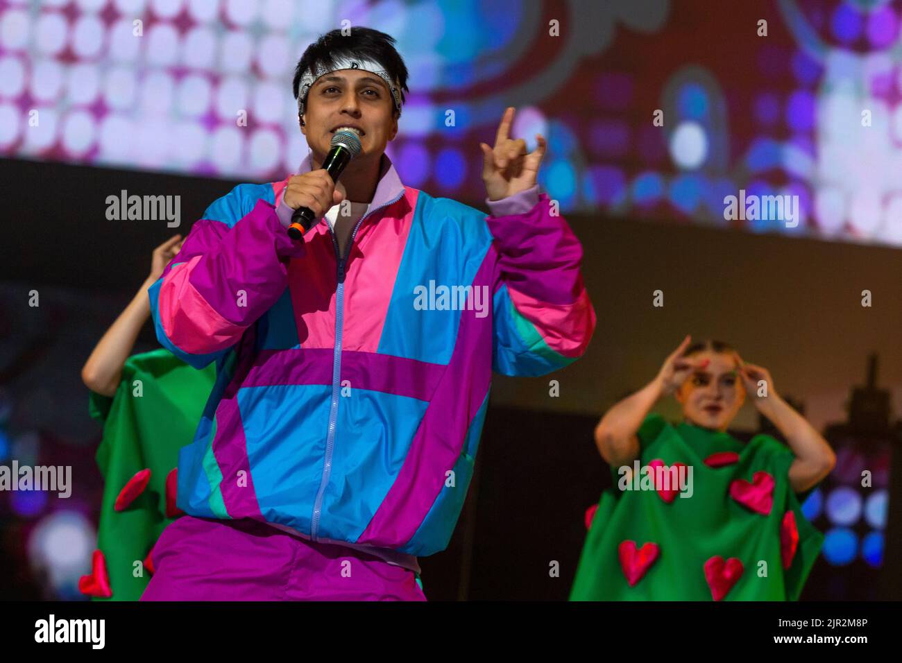 Moscow, Russia. 20th of August, 2022. Singer Khabib Sharipov performs ...