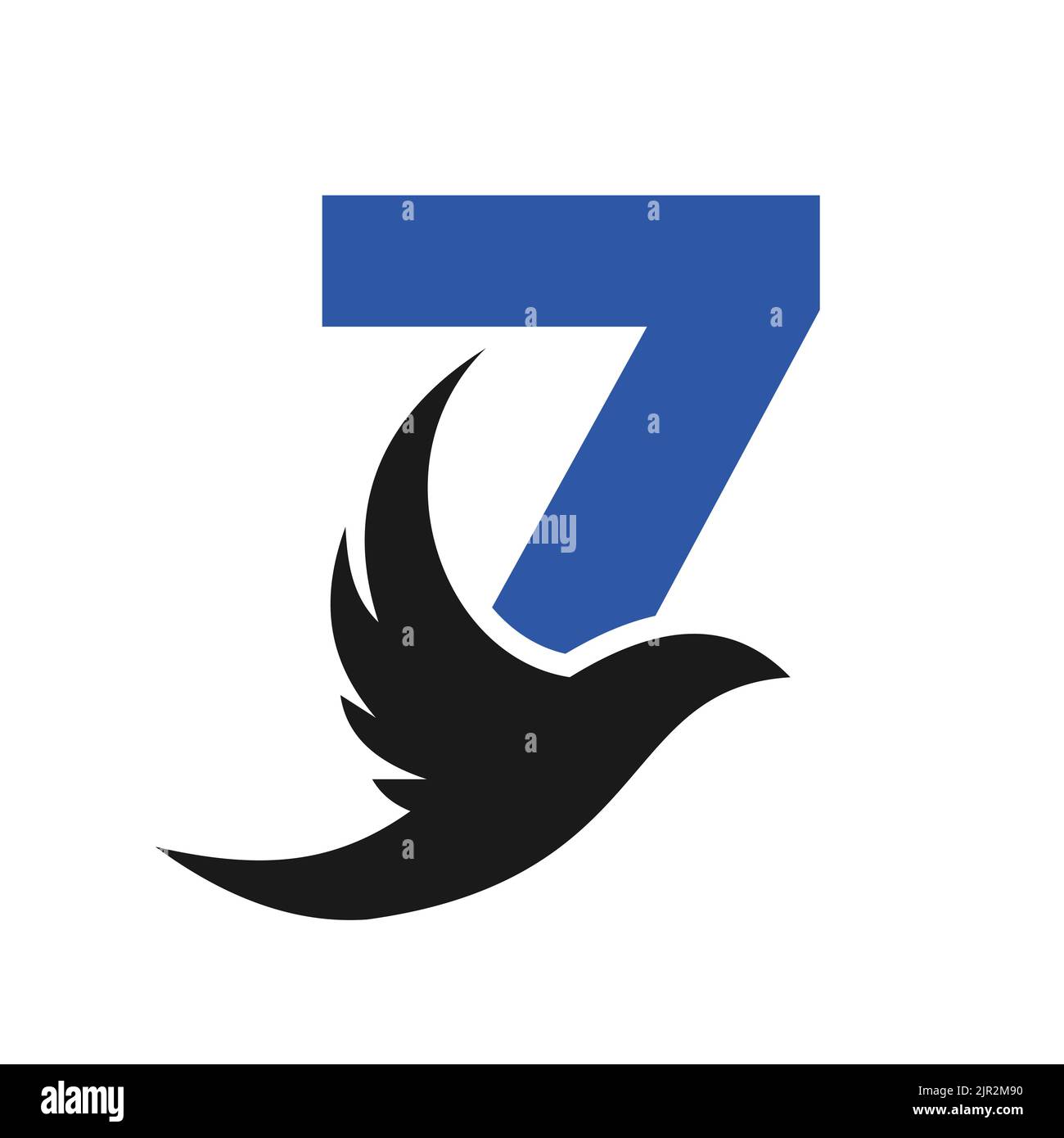 Letter 7 Flying Bird Logo Template Vector Sign. Dove Bird Logo on ...